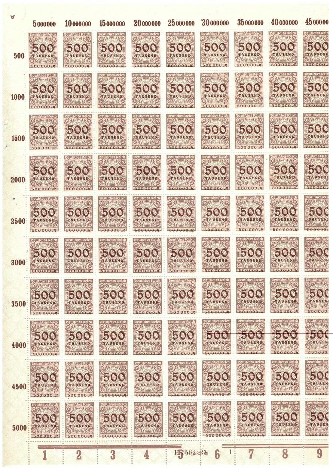 Germany Weimar Republic 1923 ☀ 500t mark Mi.313a (10x10) - Han