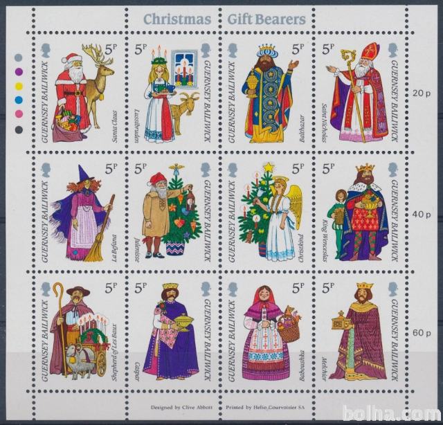 GUERNSEY 1985 BOŽIČ RELIGIJA KRŠČANSTVO ANGELI ** Mi 340/351 mala pola