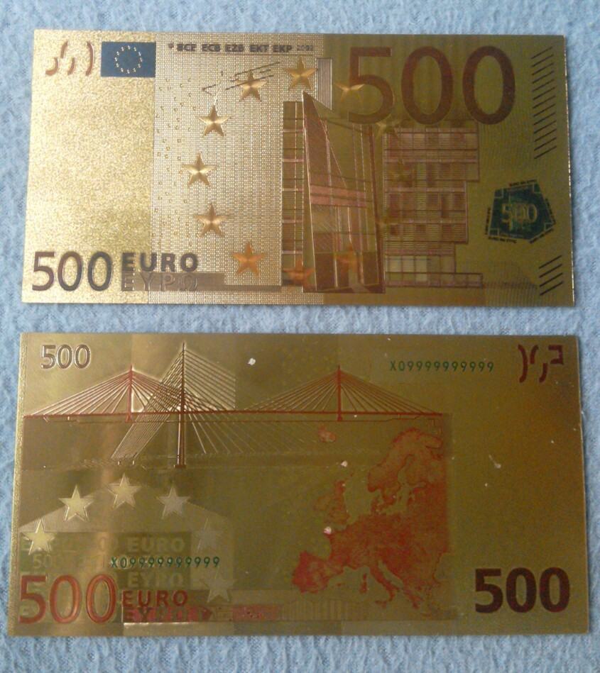 SPOMINSKI POZLAČEN BANKOVEC ZA 500 EVROV