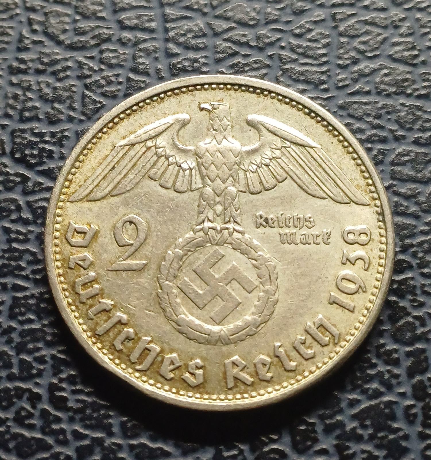 1938 B SREBRNIK 2 RM Nemčija nacizem 2 Reichsmark ; 3. Reich