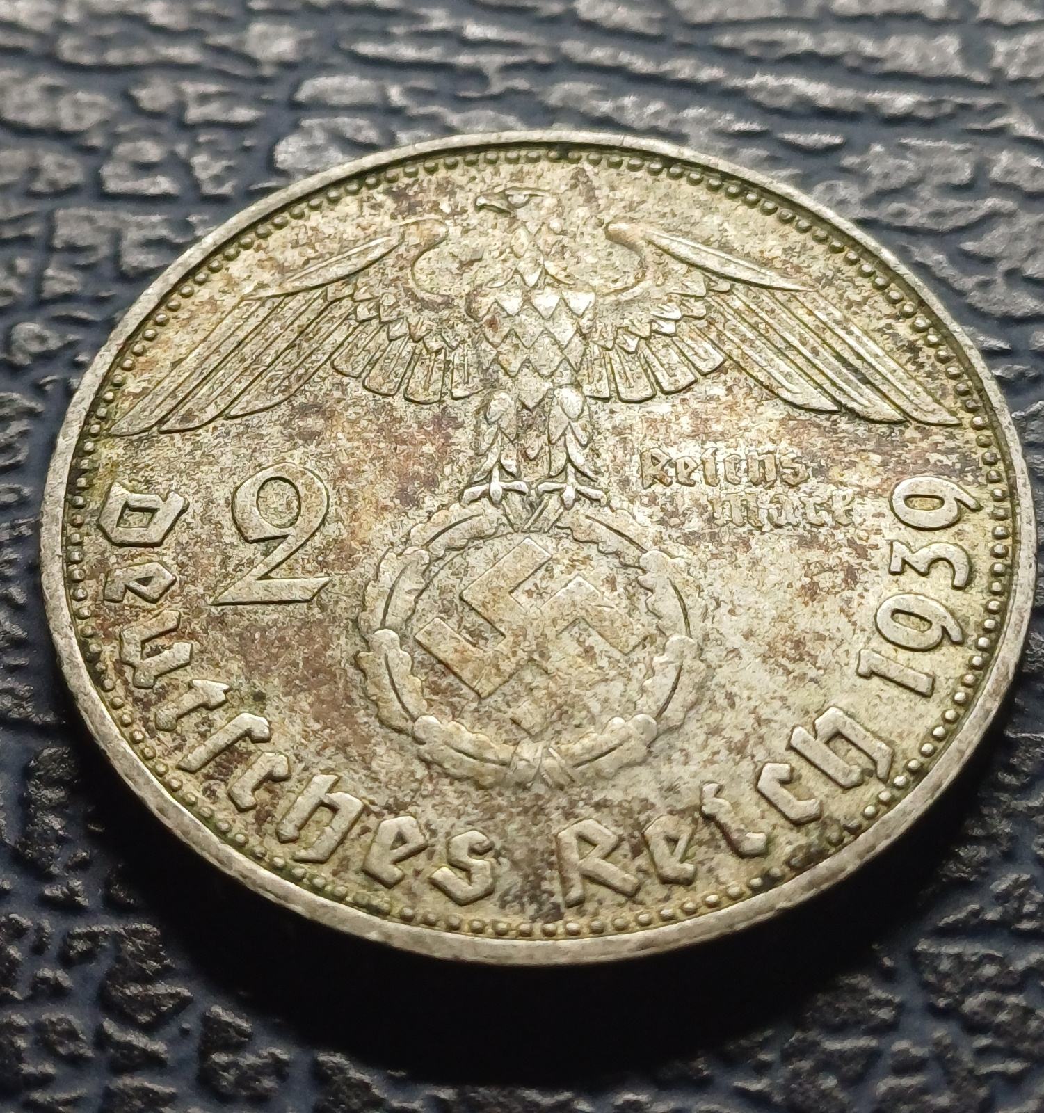 1939 D SREBRNIK 2 RM Nemčija nacizem 2 Reichsmark ; 3. Reich