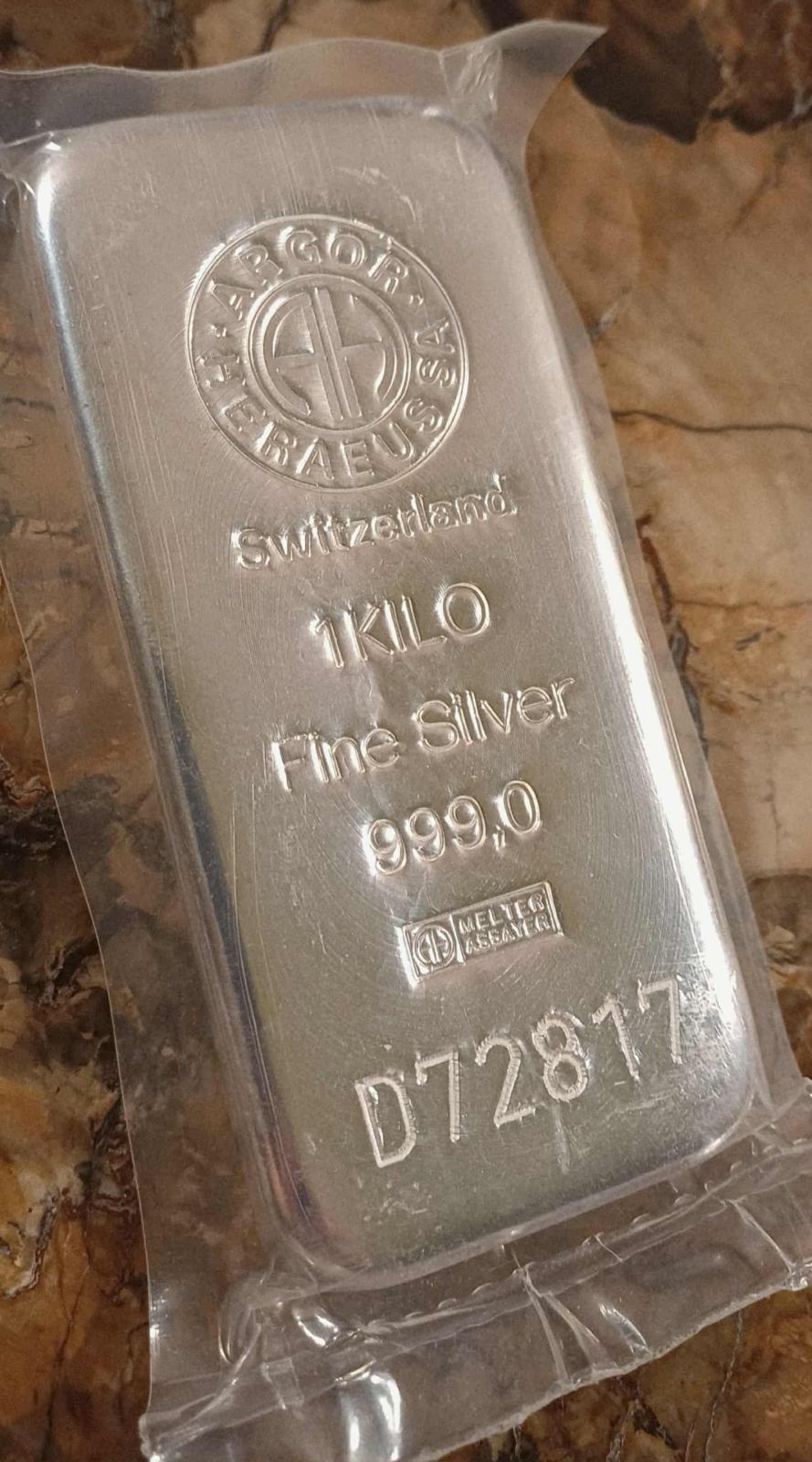 1kg srebrna naložbena palica Argor Heraeus