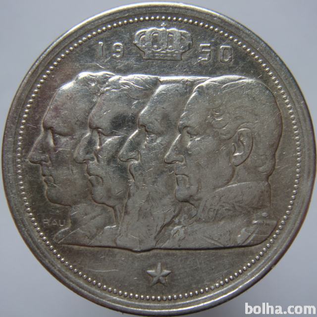 Belgija 100 Francs 1950 VF/XF - Srebro