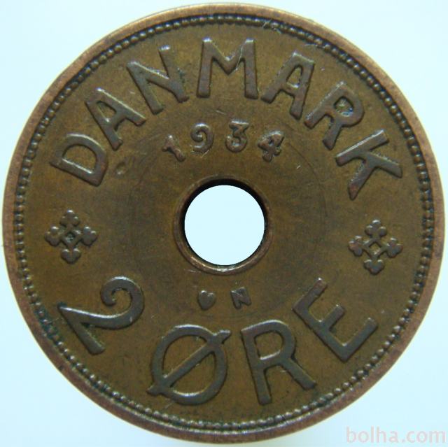 Danska 2 Ore 1934 XF/UNC