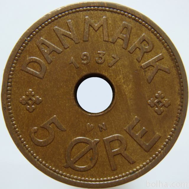 Danska 5 Ore 1937 XF/UNC