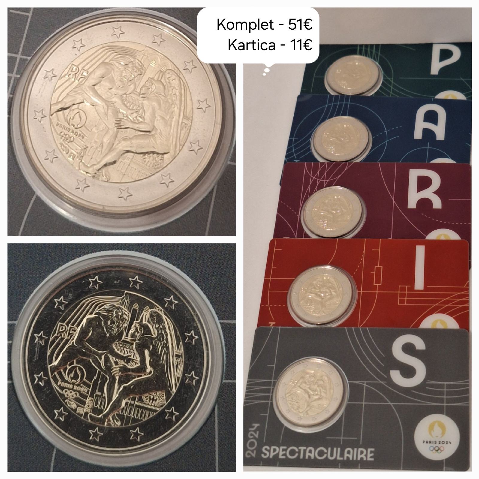 Francija 2 euro 2024 Olimpijske igre BU v kartici
