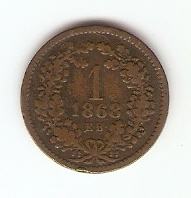 KOVANEC 1 krajcer 1868 K.B. Madžarska