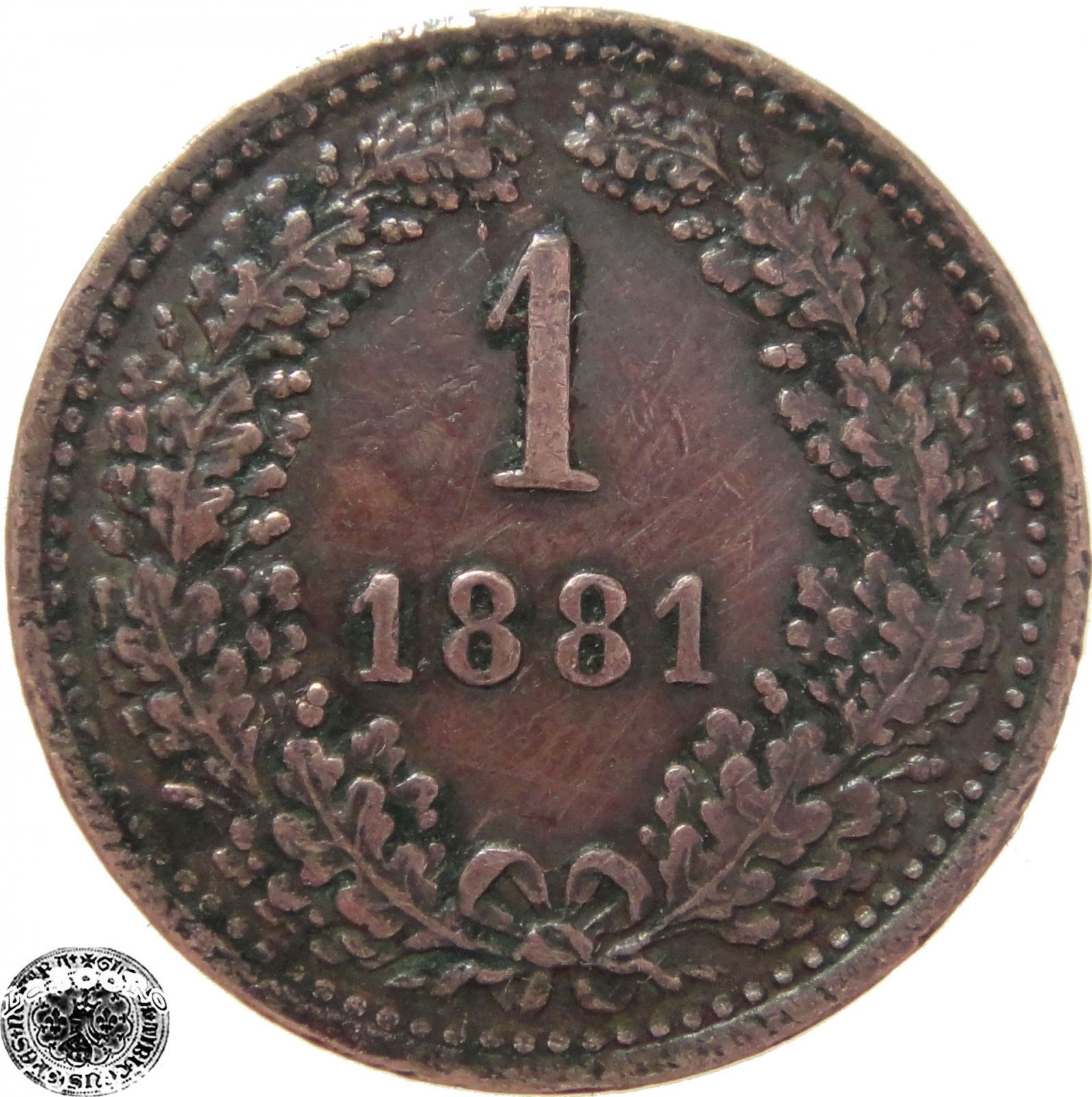 LaZooRo: Avstrija 1 Kreuzer 1881 VF