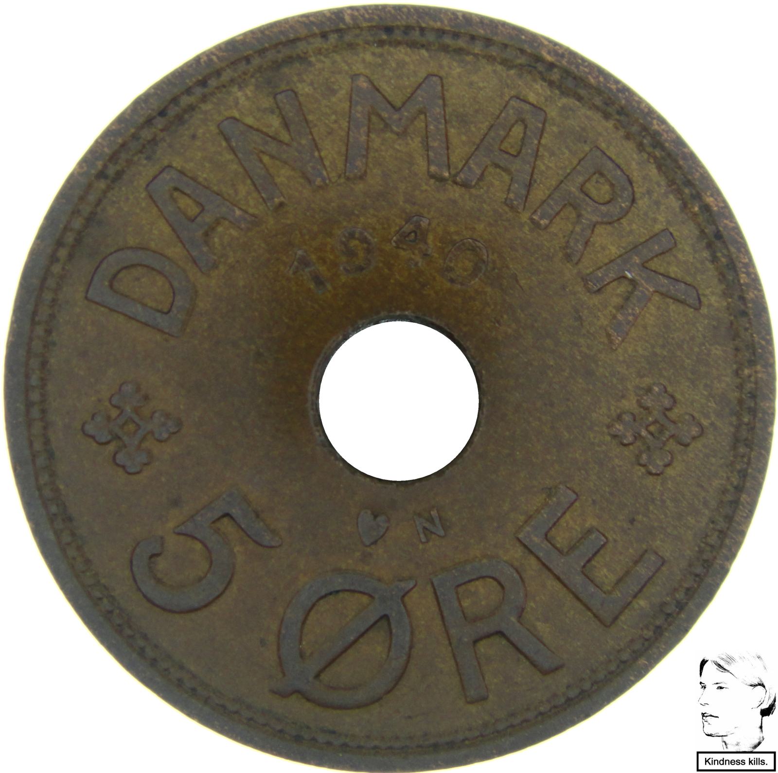 LaZooRo: Danska 5 Ore 1940 XF / UNC