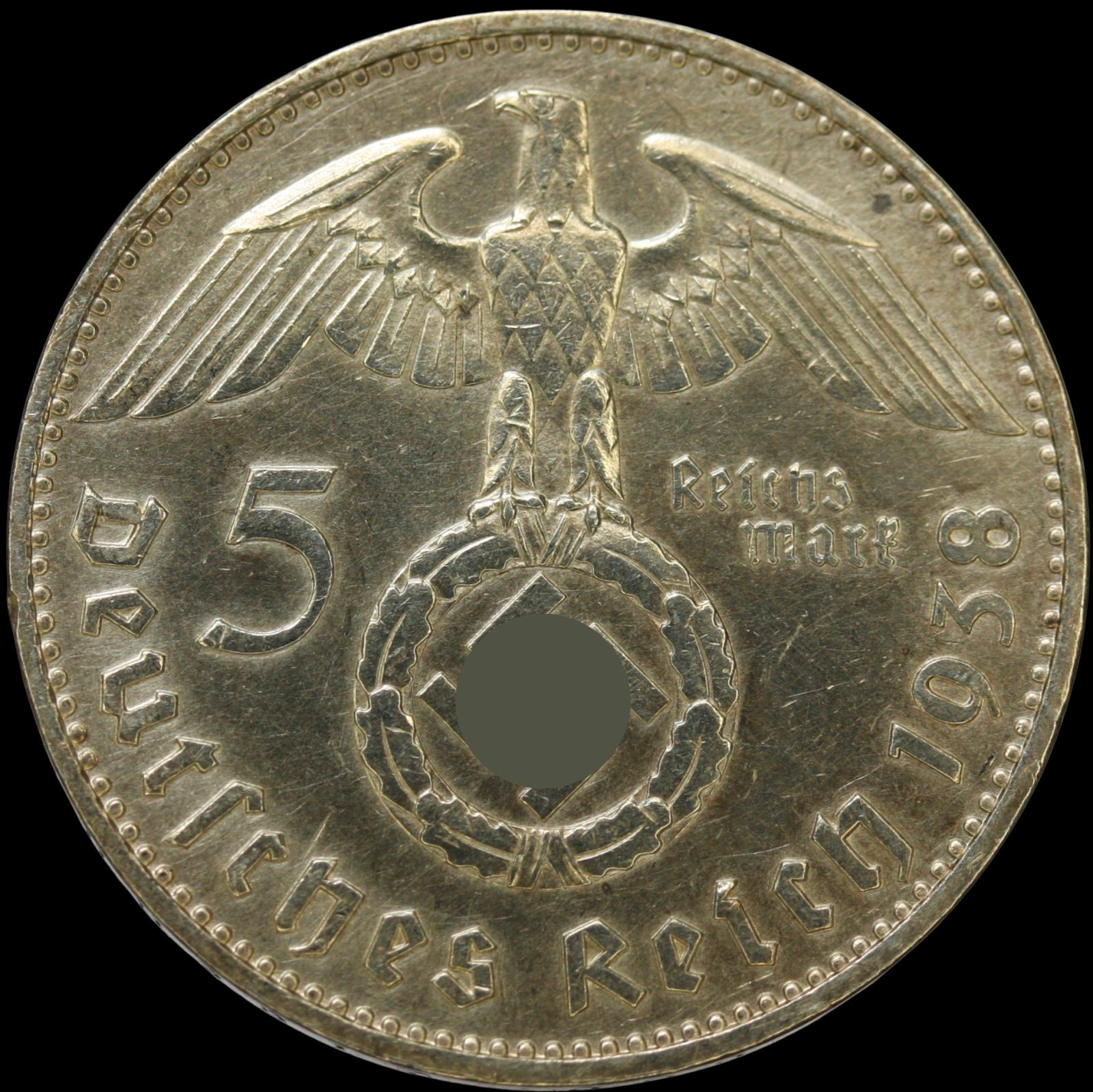 LaZooRo: Nemčija 5 Mark 1938 J VF / XF - srebro