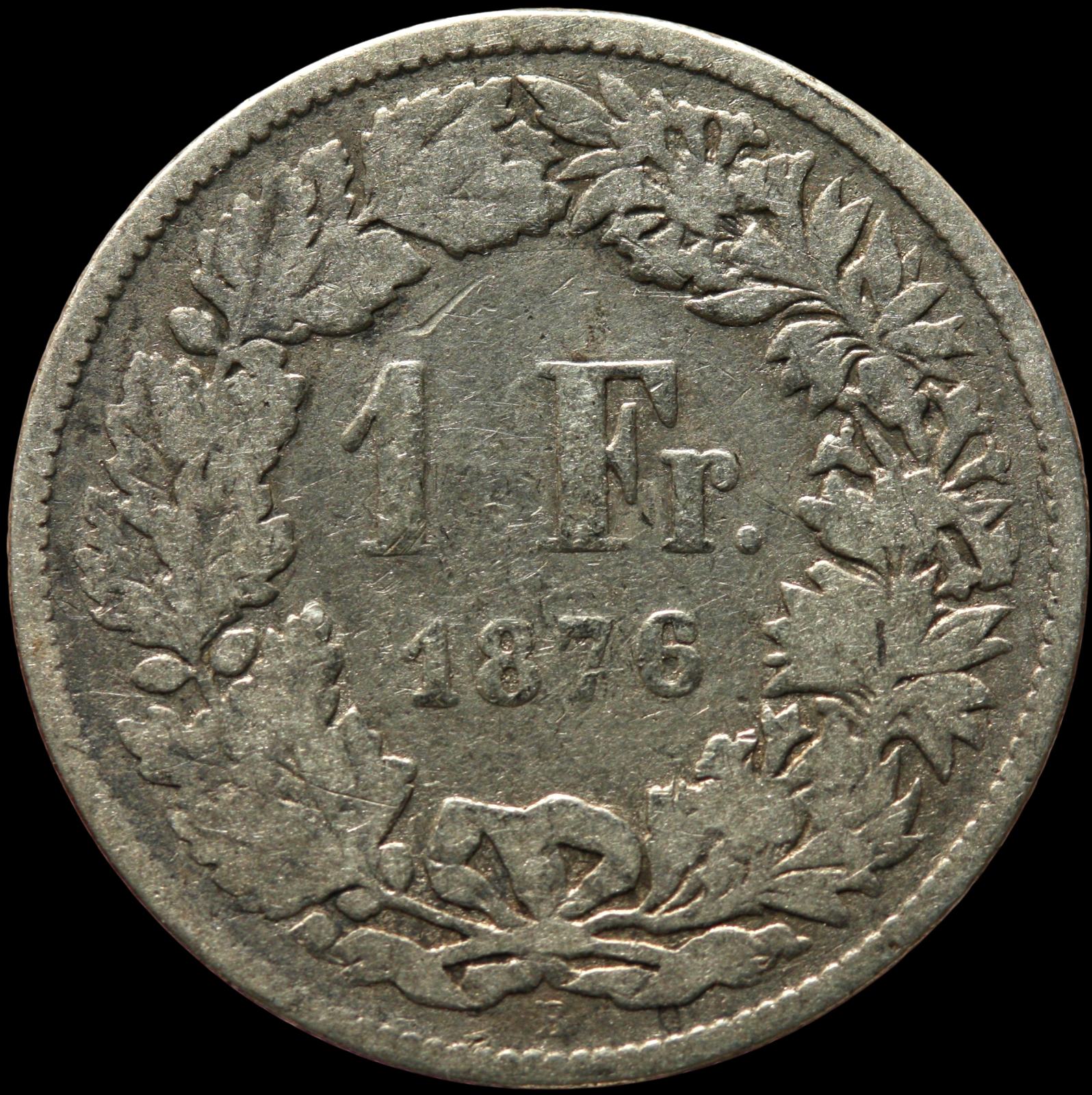 LaZooRo: Švica 1 Franc 1876 F - srebro
