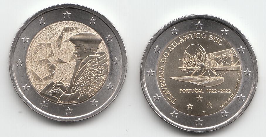 Portugalska 2 EUR, 2022, dva kovanca, UNC
