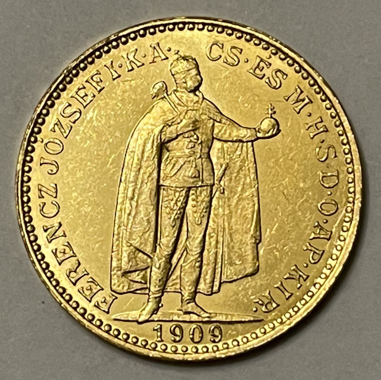 Zlatnik 20 Korona 1909. – FERENCZ JOZSEF I-K-A-CS-ES M-H-S-D-O-AP-KI