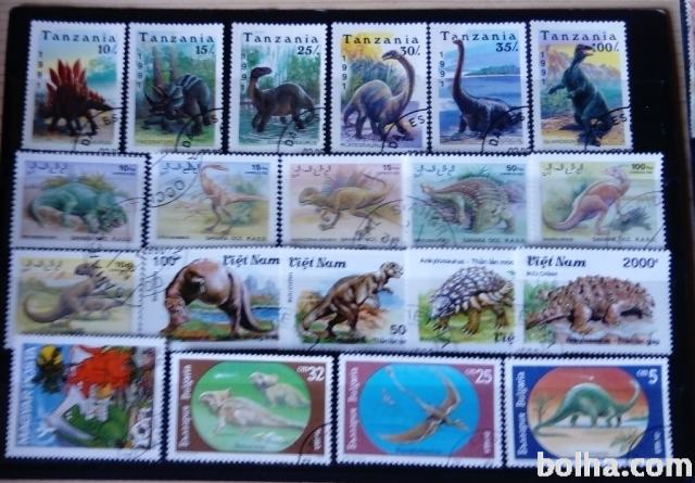 Znamke praživali, dinozavri favna