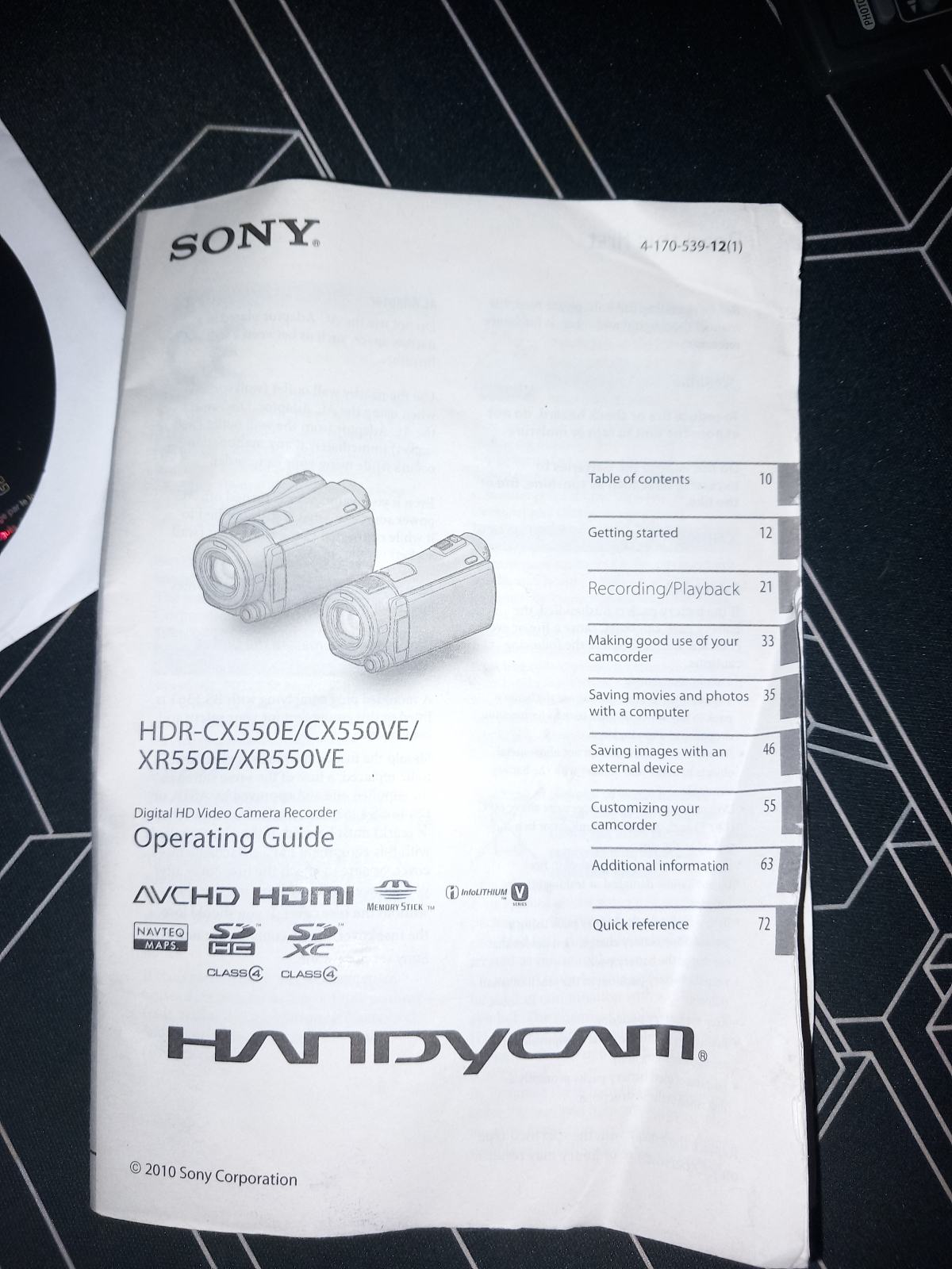 Sony HDR-CX550V 64GB High Definition Handycam Camcorder