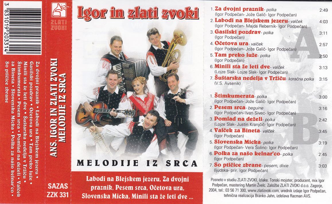 kaseta Igor in Zlati zvoki - Melodije iz srca