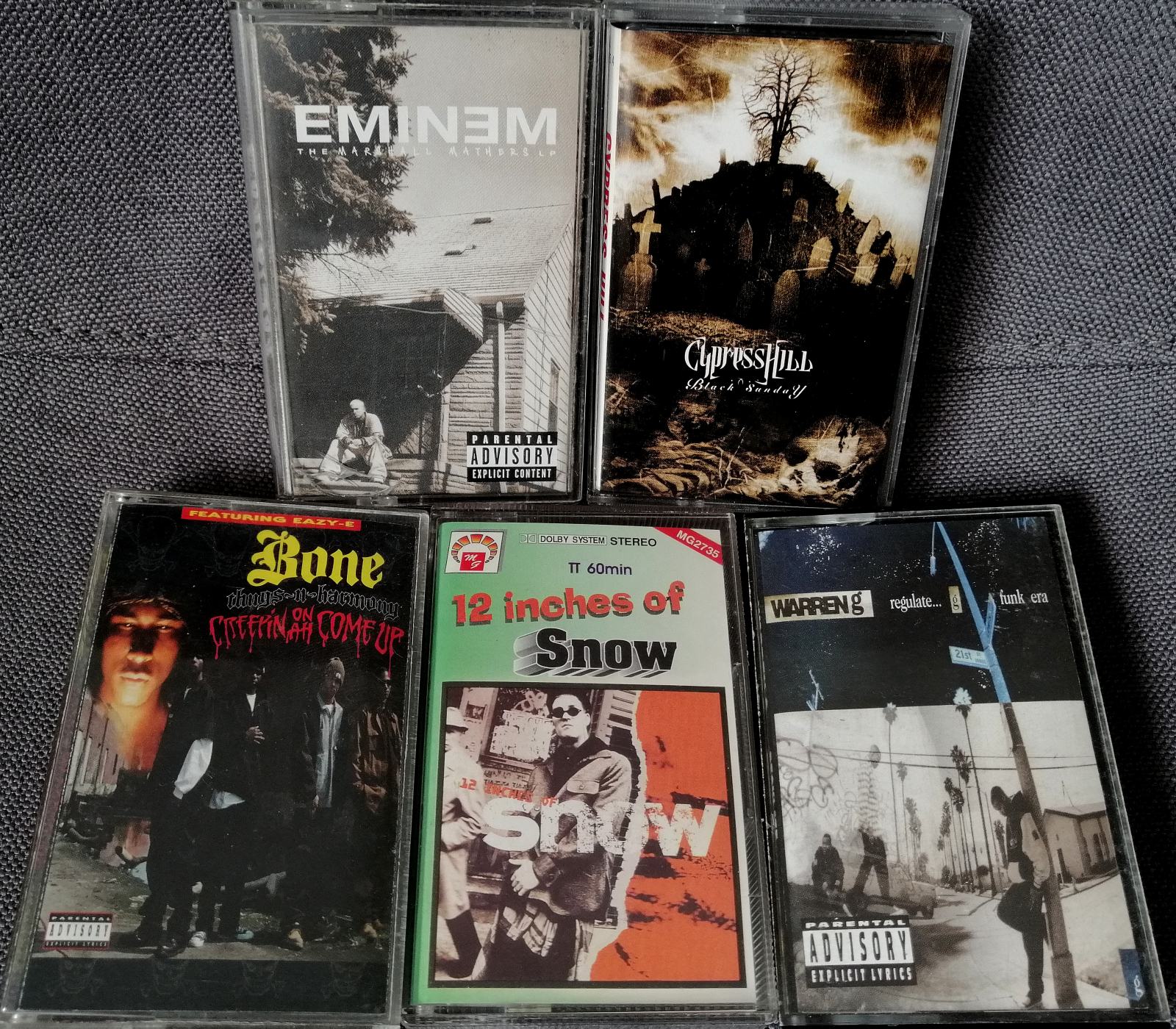 RAP / hip-hop kasete: Eminem, Snow, Warren G, Cypress Hill, BT&Harmony