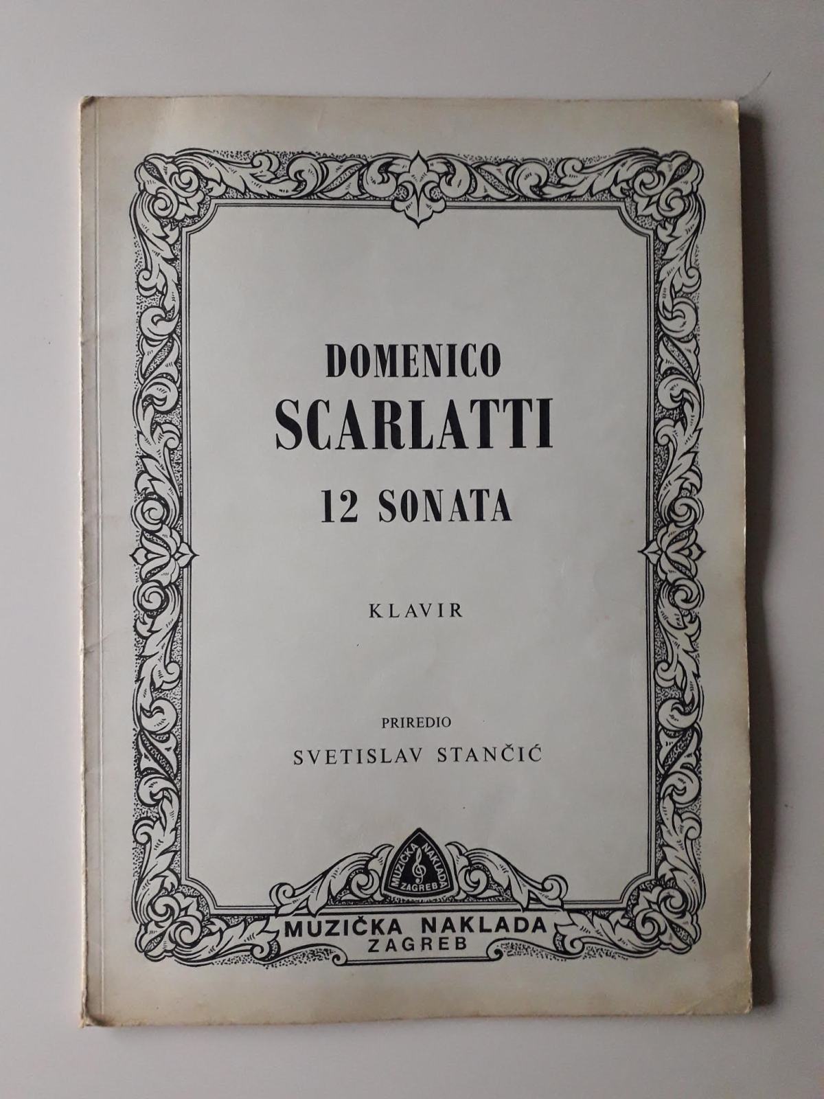 DOMENICO SCARLATTI, 12 SONATA, KLAVIR, NOTE ZA KLAVIR