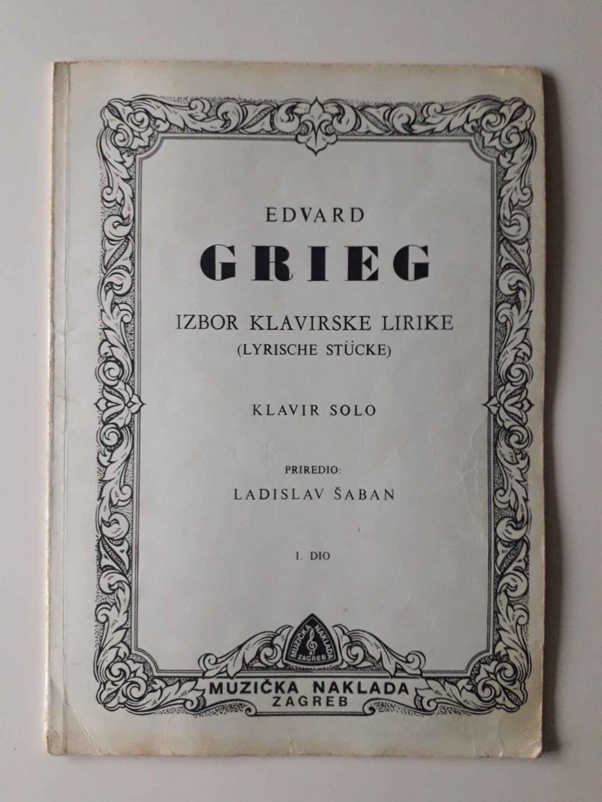 EDVARD GRIEG, IZBOR KLAVIRSKE LIRIKE, KLAVIR SOLO, NOTE ZA KLAVIR