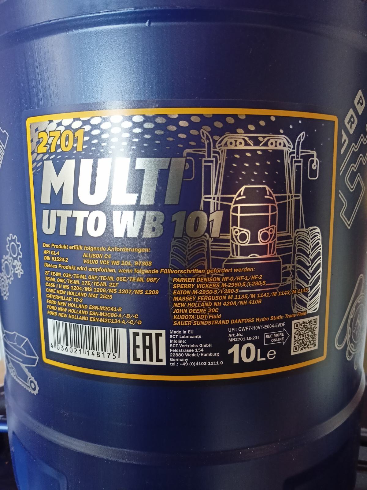 MINERALNO OLJE ZA MENJALNIKE, MOTORJE,HIDRAVLIKO, MULTI UTTO WB101