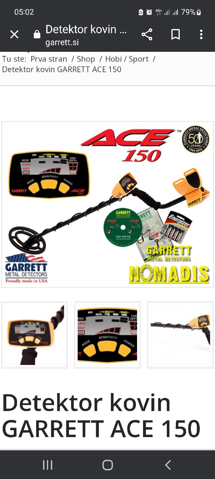 detektor kovin garrett ace 150