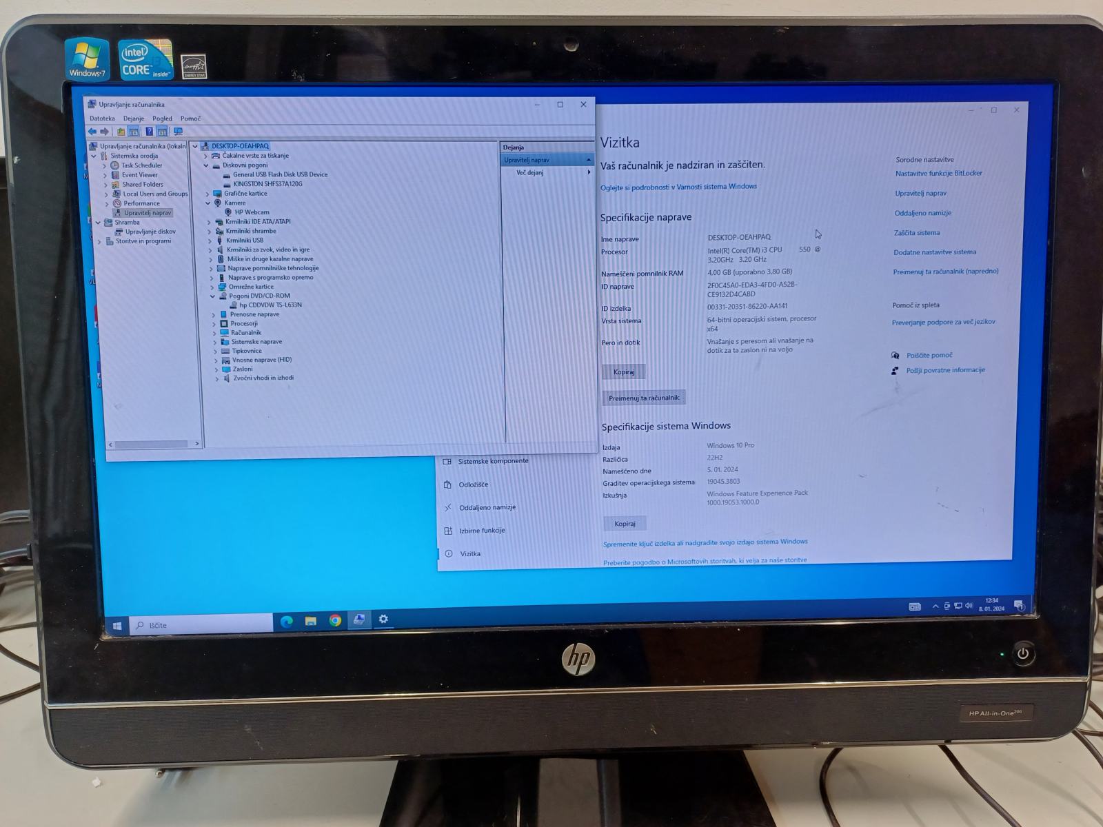 RAČUNALNIK HP AIO 200 I3