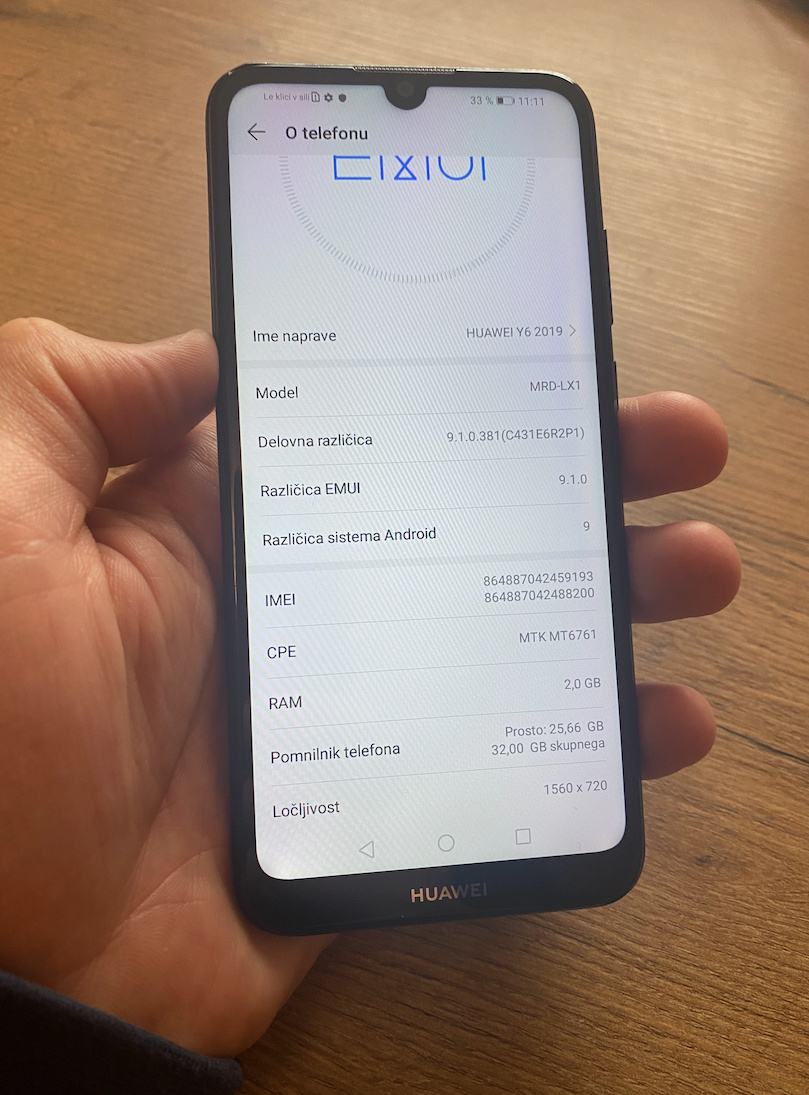 Pametni telefon HUAWEI Y6 2019 model MRD-LX 32 GB pomnilnik