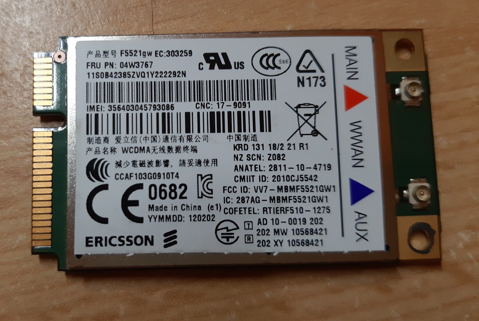 Podarim wireless modem 3G WWAN Ericsson 60Y3279 F5521gw za Lenovo