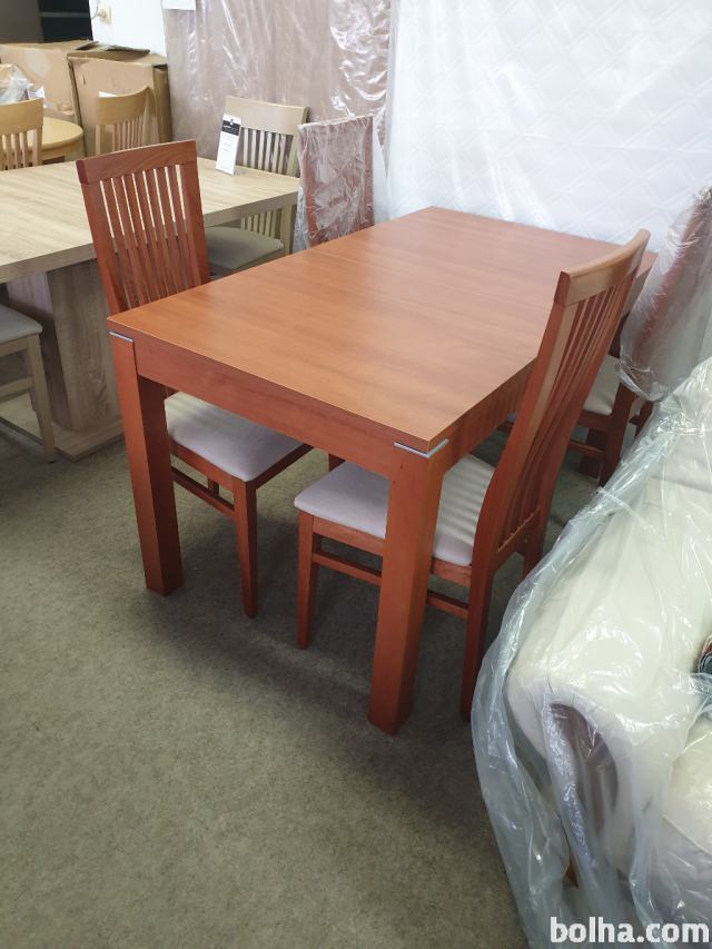 STOL BUKEV MASIVA BARVA ČEŠNJA MIZA 140X80 +40 + 6 STOLOV