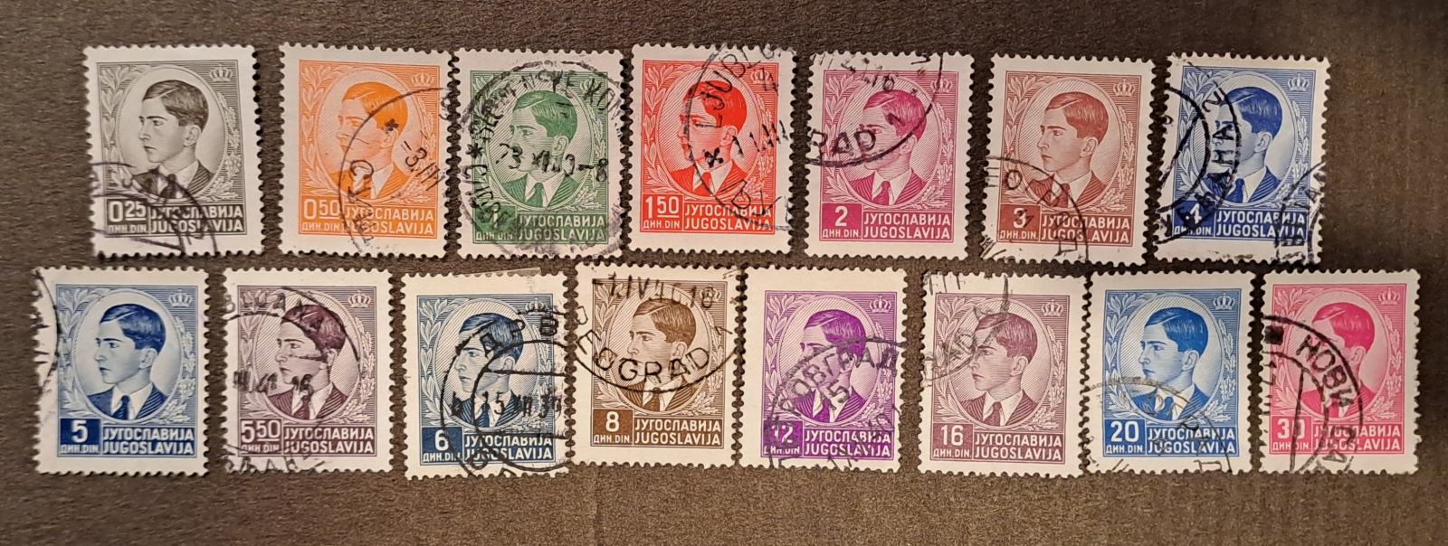 Kraljevina Jugoslavija 1939 – celotna žigosana serija - kralj Peter
