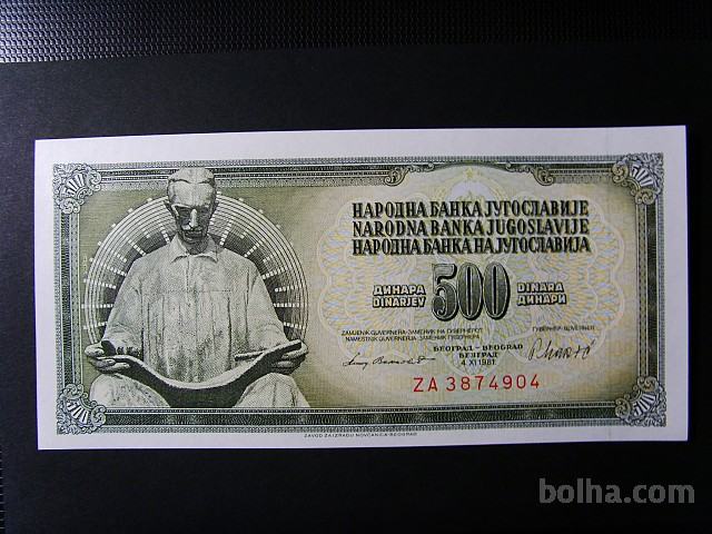 500 DIN 1981 UNC - SERIJA ZA (ZAMENSKI)