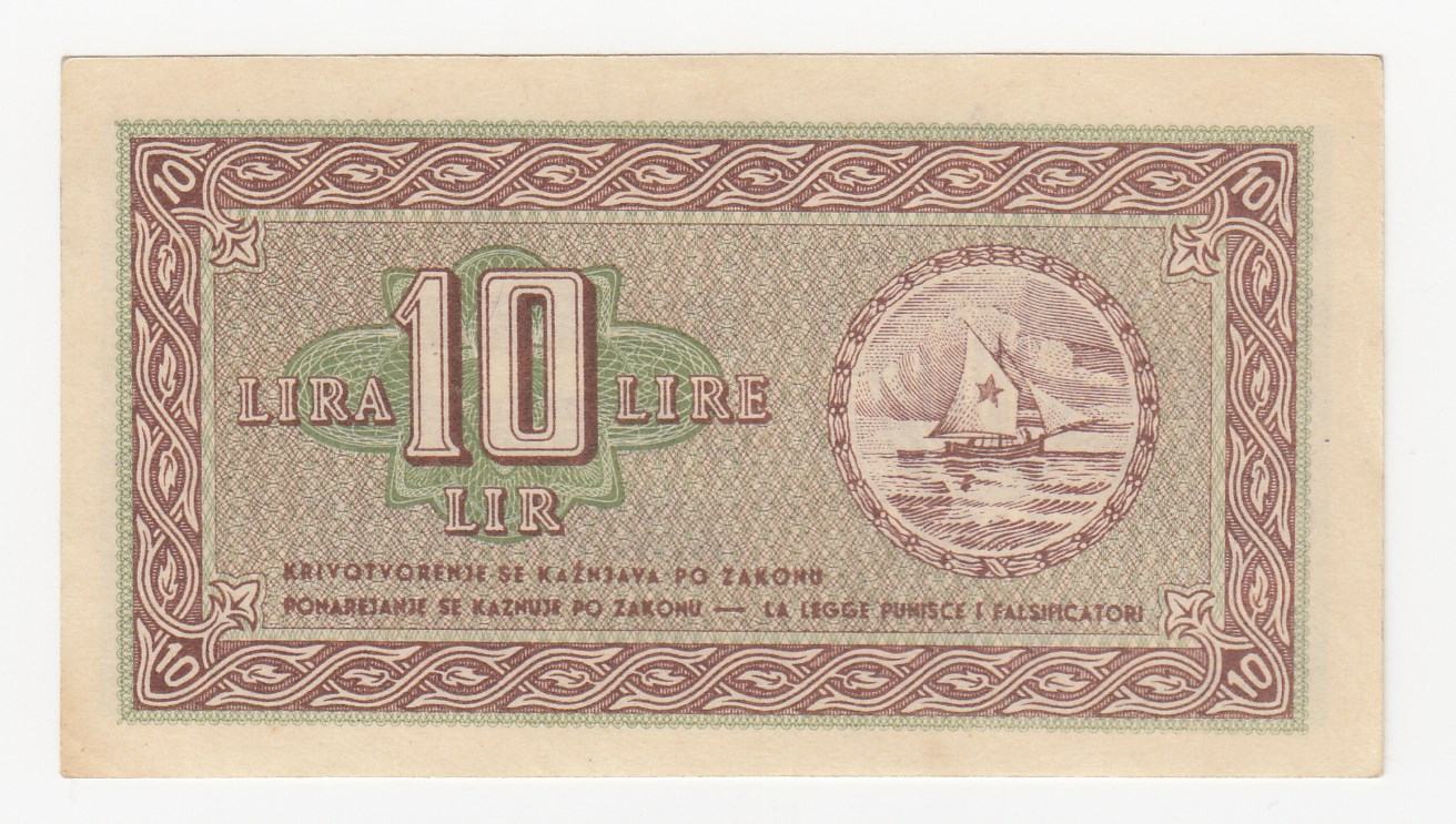 Istra, Reka in Slovensko Primorje 10 LIR 1945 aUNC