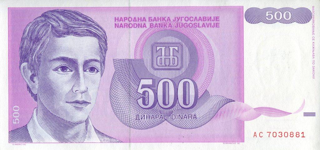YU - bankovec 500 din VF