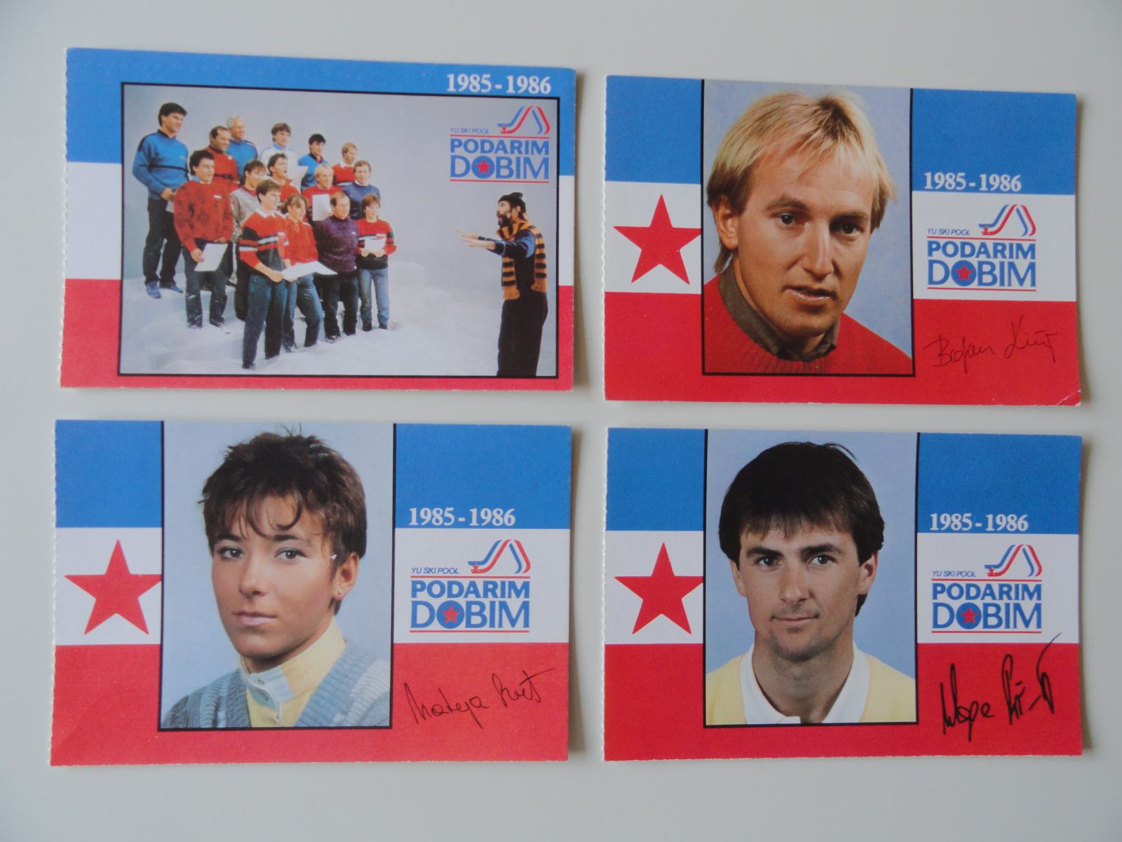 PODARIM DOBIM, 1985-1986, 4 KARTICE S PODPISI V KOMPLETU