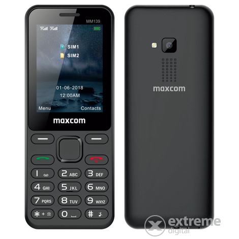 Maxcom MM139 Dual SIM mobilni telefon, črn, nerabljen