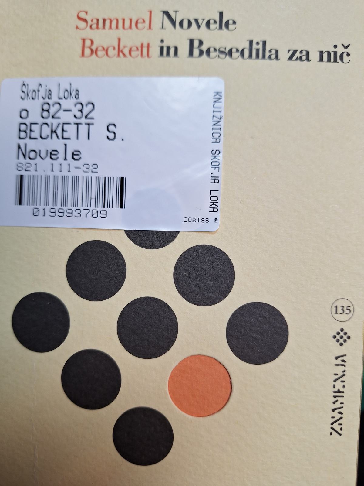 SAMUEL BECKETT NOVELE IN BESEDILA ZA NIČ