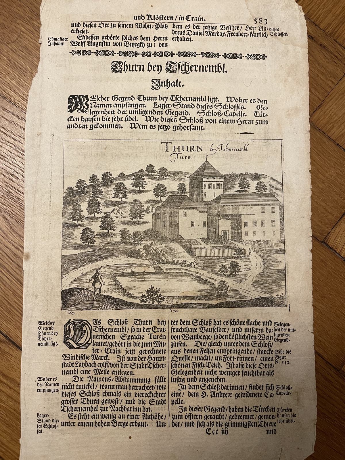 Grad Breznik, Dragatuš, Valvasorjev bakrorez 1689