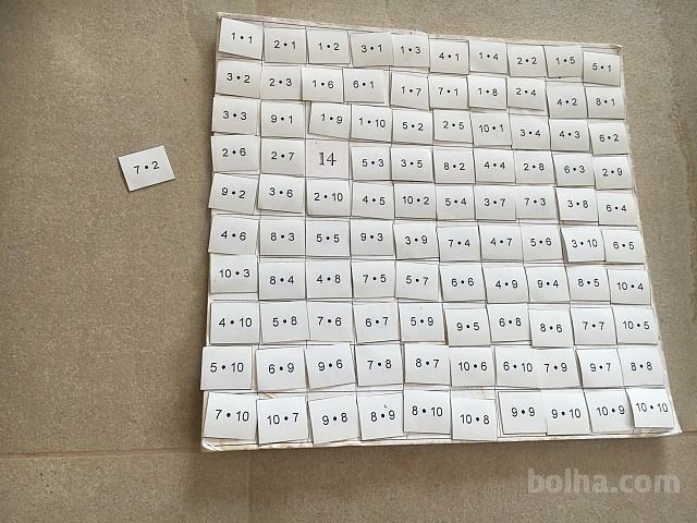 Kartice z računi za urjenje in hitrejše pomnjenje POŠTEVANKE