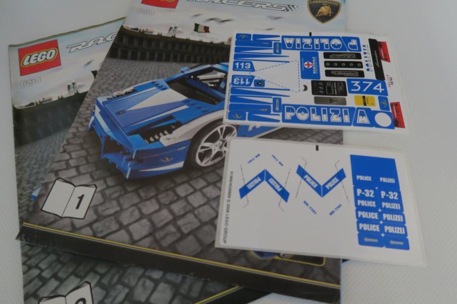 Lego 8214 Lamborghini Gallardo Polizia + nove nalepke