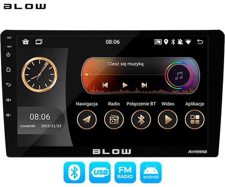 BLOW AVH9992 avto radio, 2DIN, Android 12, 9 zaslon, RDS / FM Radio,