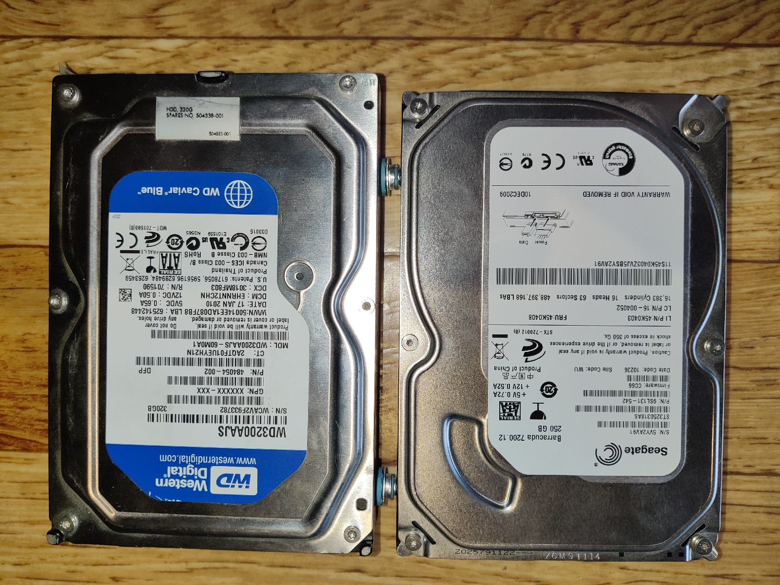 hdd 250gb + 320gb