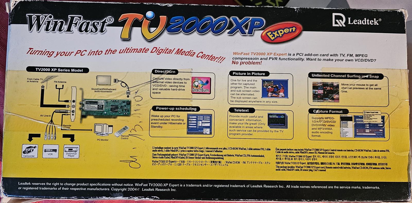 Leadtek WinFast TV2000 XP TV TUNER CARD PCI PAL