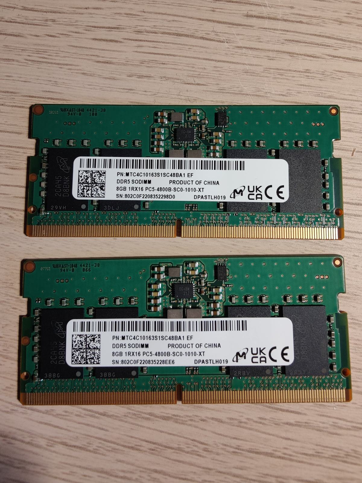Micron 2x8 GB - 16 GB - DDR5 SODIMM 4800 MHz - RAM za prenosnike