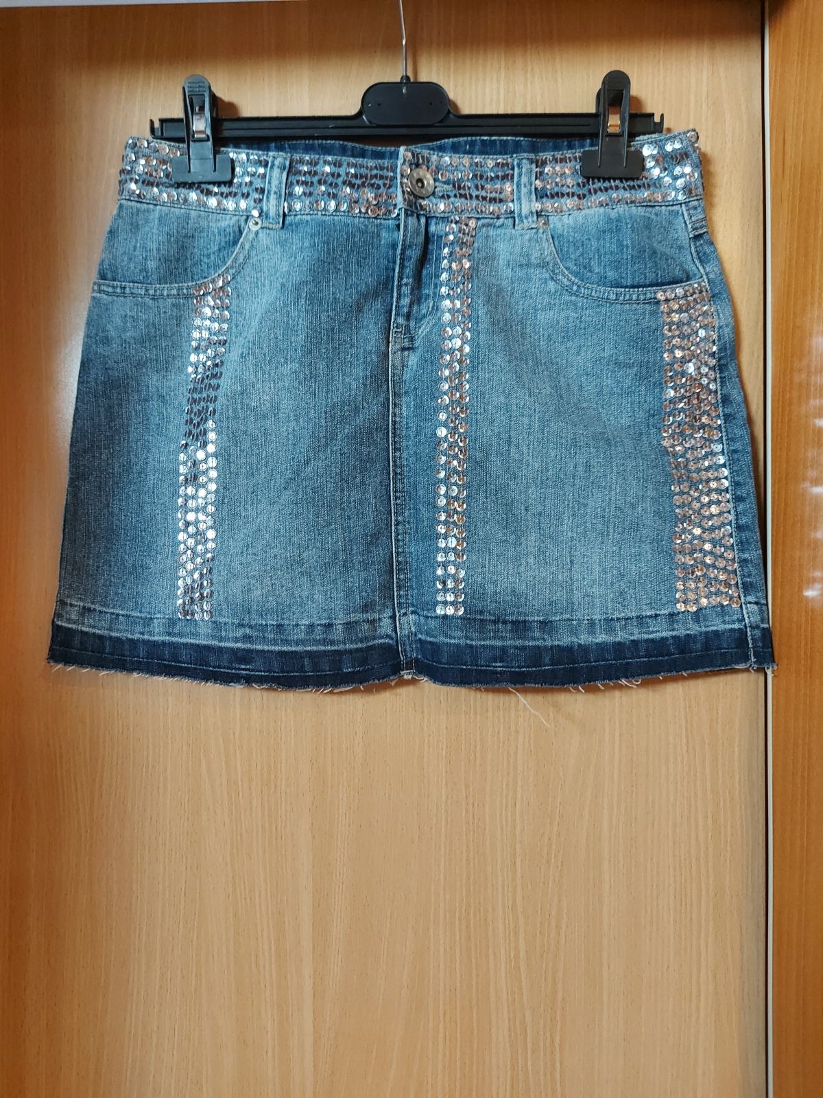 mini jeans krilo z bleščicami