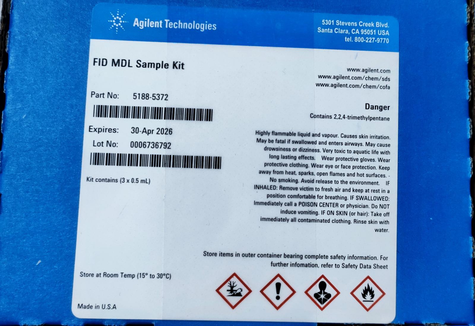 agilent fid mdl vzorec kit 5188-5372