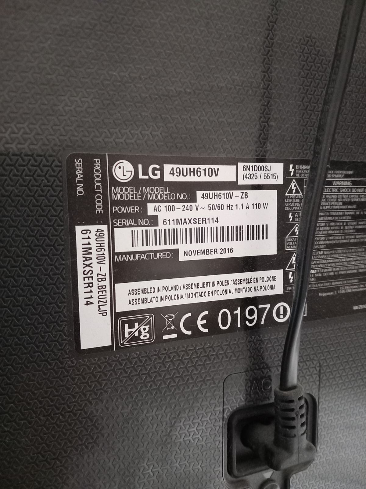 PRODAM LG TV sprejemnik 49UH610V 4K Smart