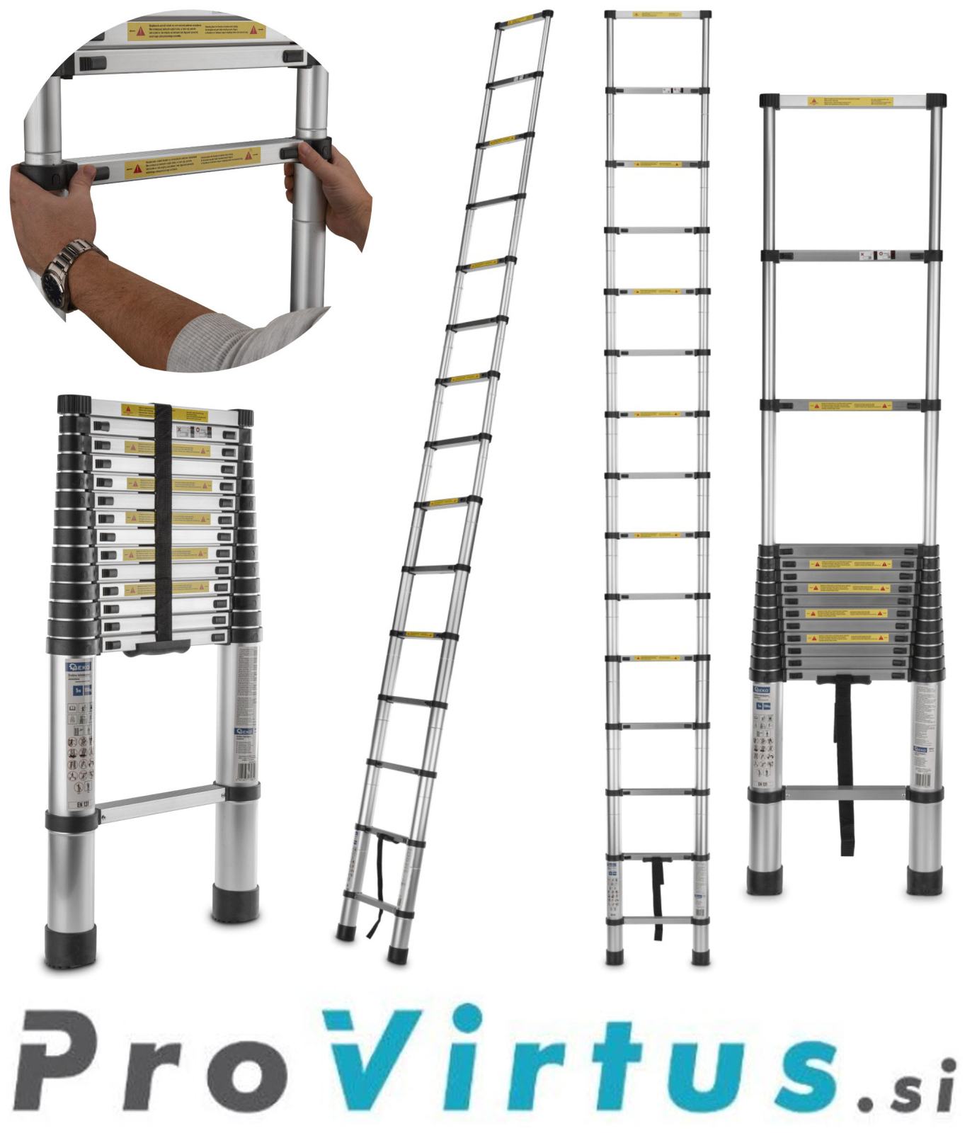 Teleskopska lestev 3,8m do 150kg GEKO NOVO!