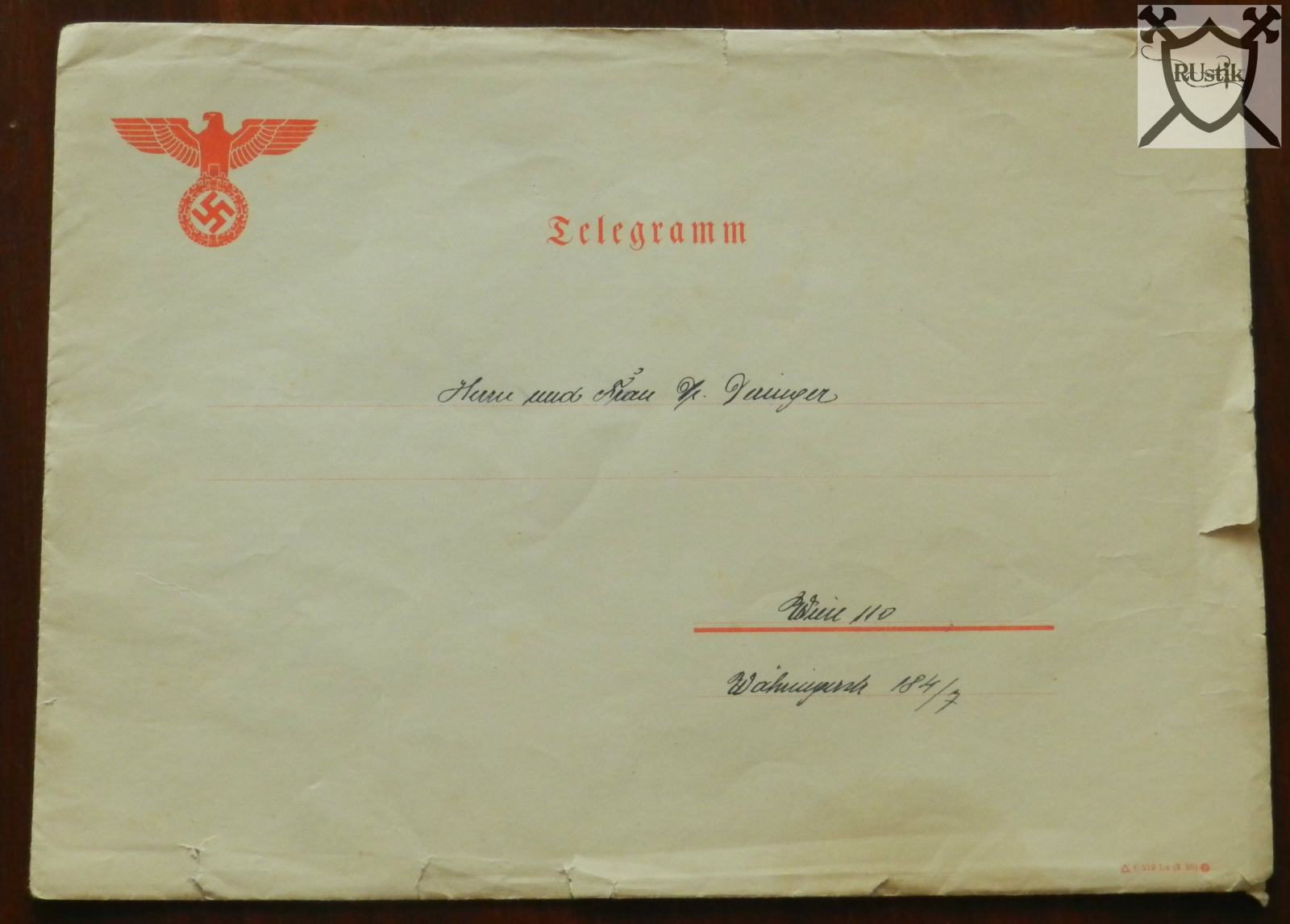 TELEGRAM NEMŠKI WWII (Tretji rajh)