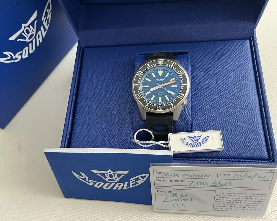 SQUALE 1521 Militaire Blasted Finish Moški 50 Atmos Diver Watch črno