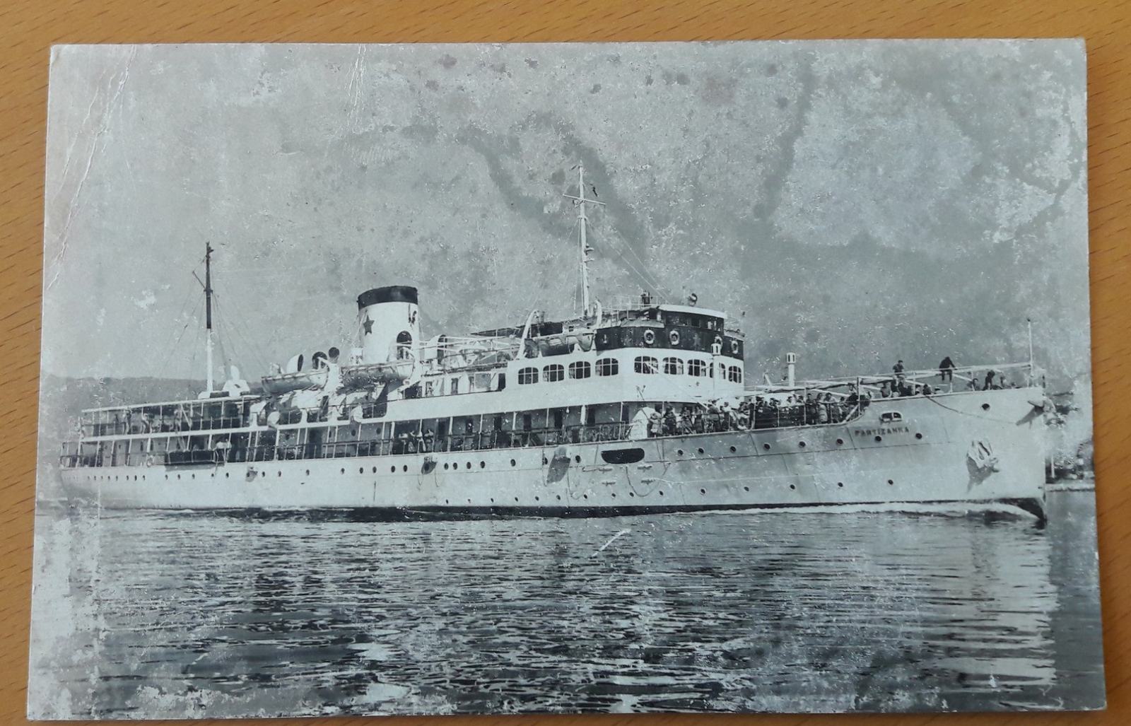 Razglednica ladja Partizanka potovana 1965